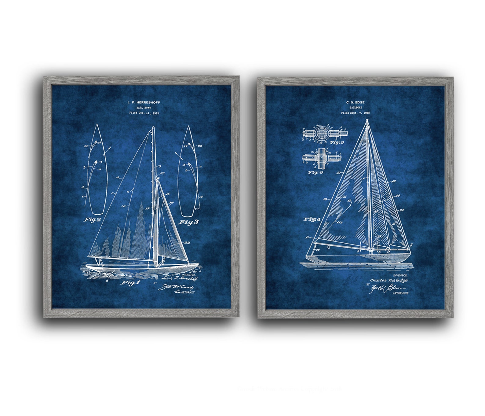 Sailing Decor Gift Wall Decor Set of 2 Unframed Sailboat - Etsy