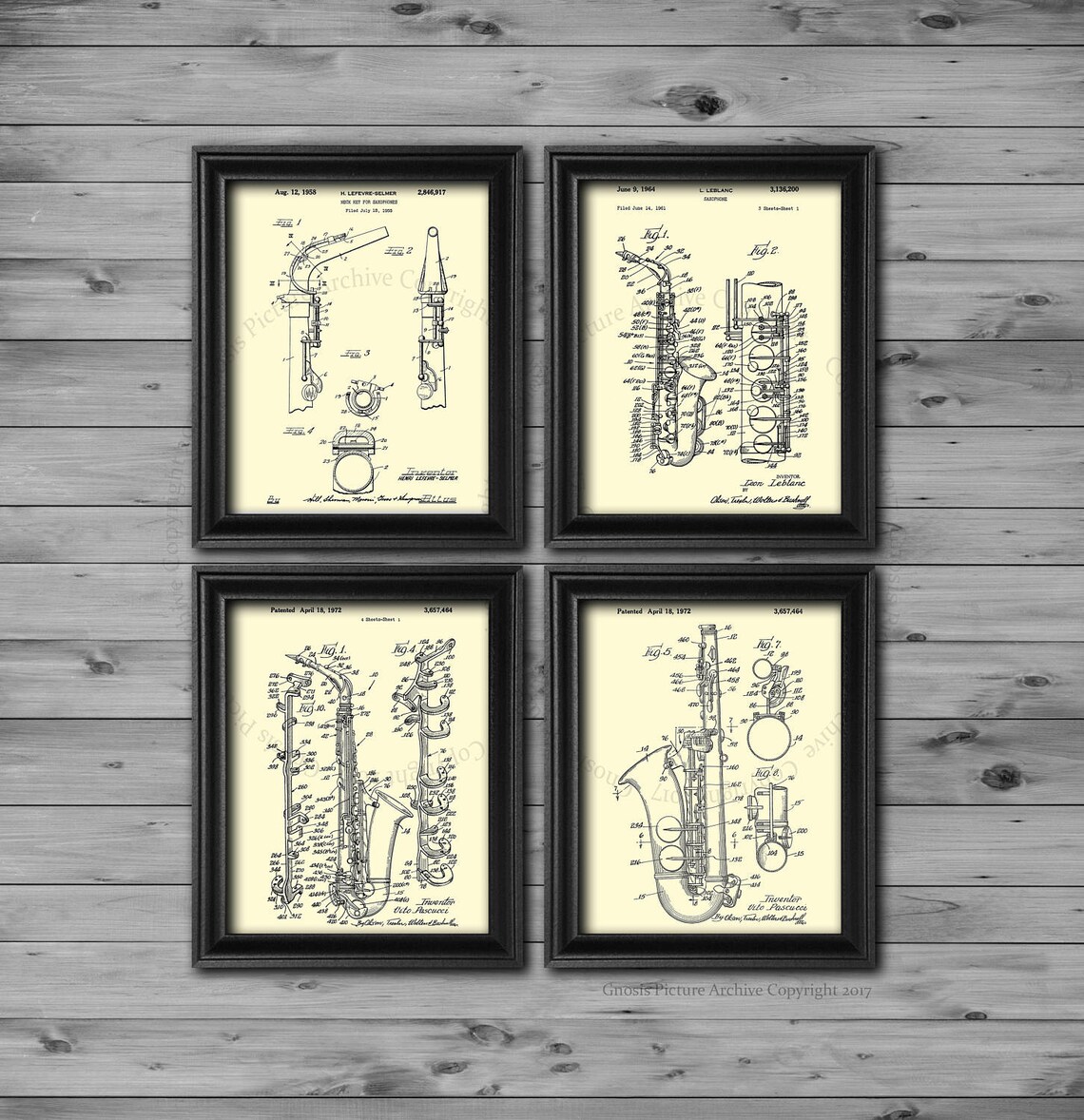 Saxophone Gifts Set of 4 Art Prints in Cream Color Gift for | Etsy