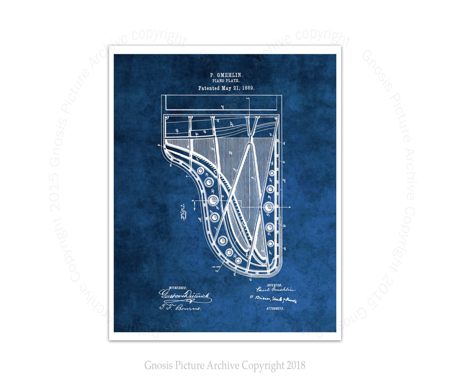 Piano Blueprint Patents Set of 6 Piano Art Prints Great - Etsy