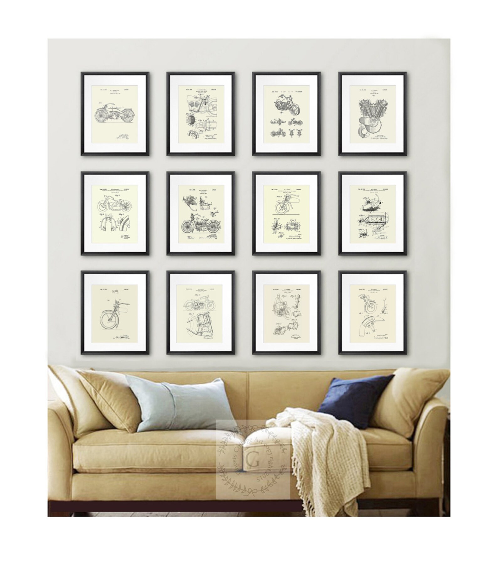 Biker Home Decor Harley Davidson Art Posters Set of 12 | Etsy
