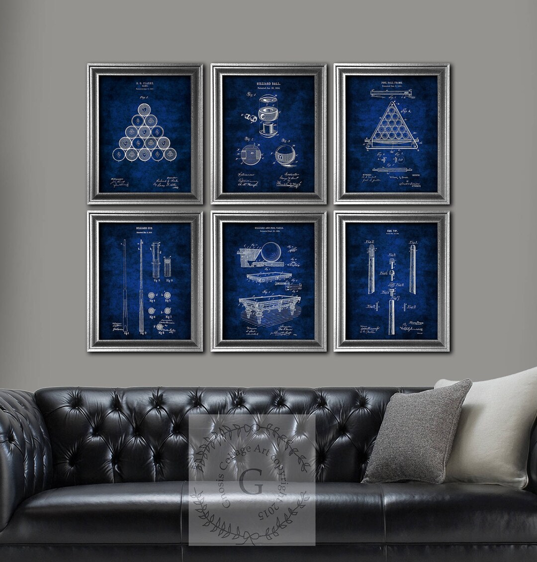 Billiards Pool Room Decor Set of 6 Art Prints Billiards Balls Pool ...