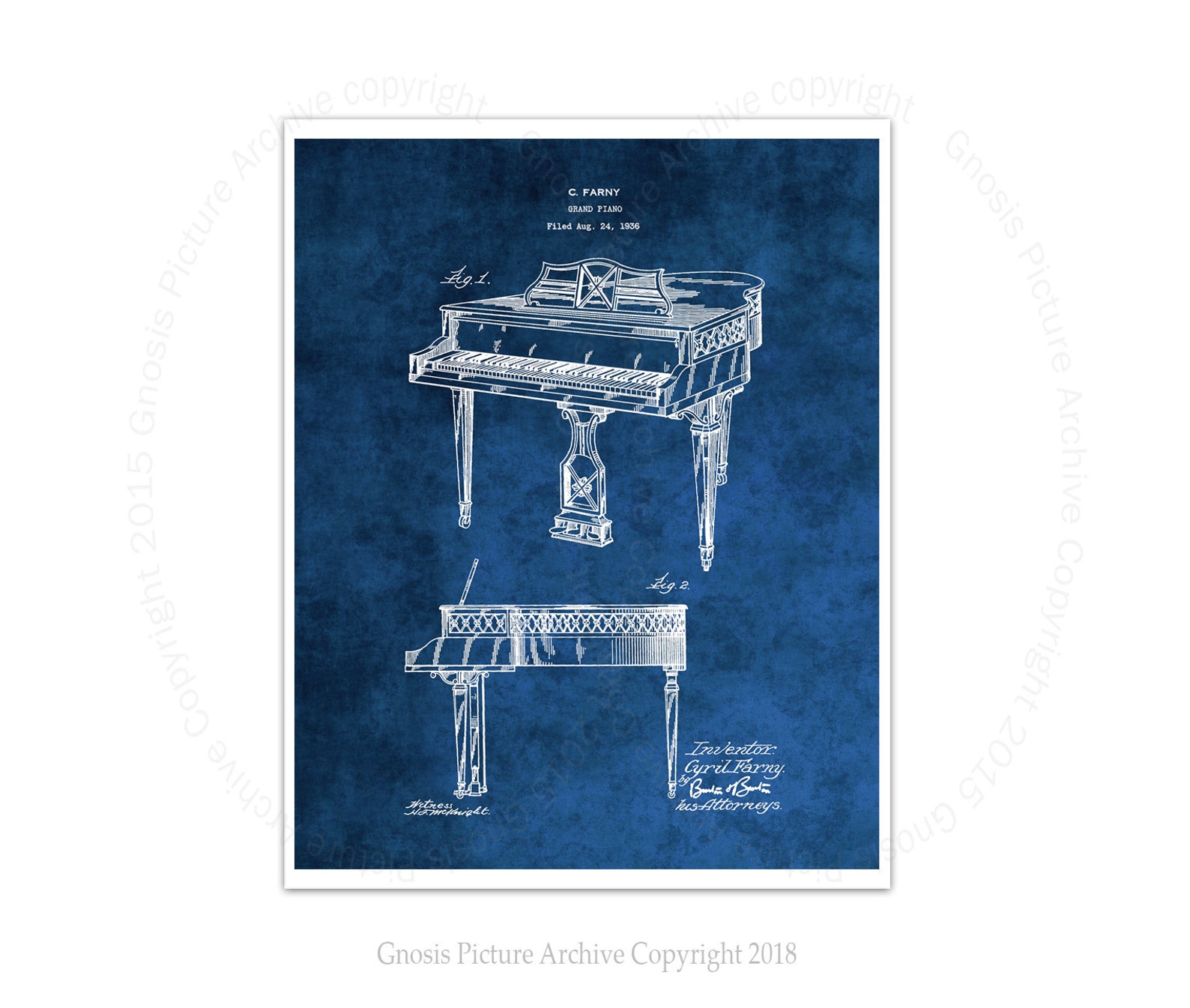 Piano Music Room Decor Set of 4 Piano Blueprints Great - Etsy