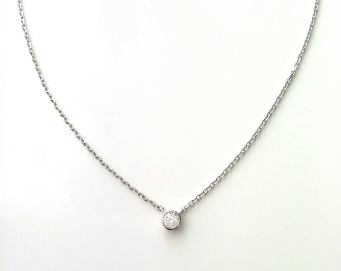 Collier solitaire zirconium sur chaine argent massif 925 - Etsy France
