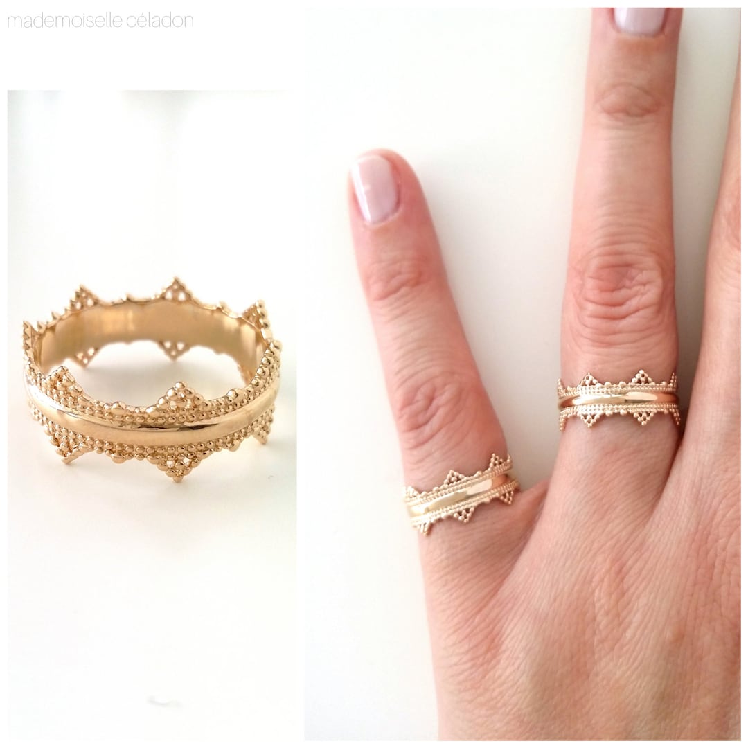 Gold Plated Crown Ring 750/000 Ring Engagement Ring Gold - Etsy