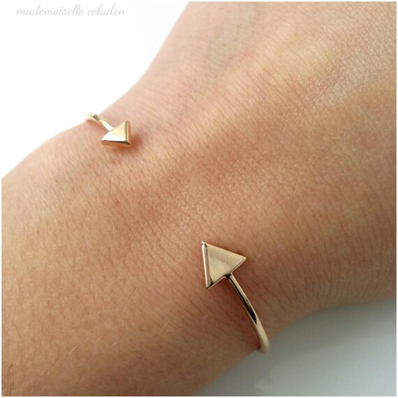 Bangle Gold Plated Semi Open Triangles Gold 750/000 Bangle - Etsy India