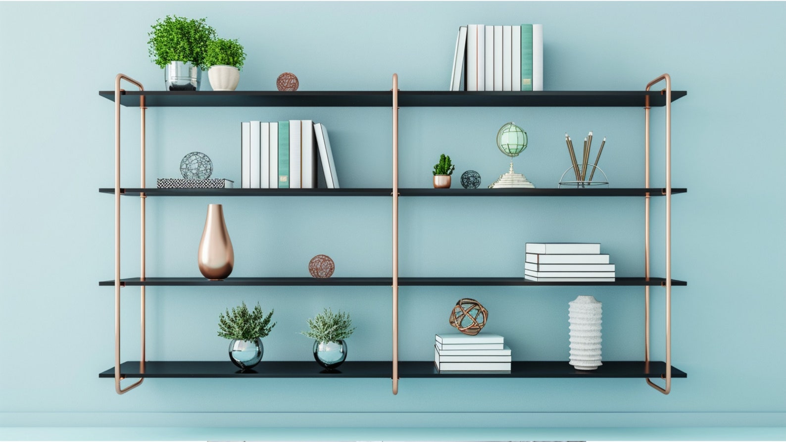 Gold & Black Minimal Bookcase, Zoom Backgrounds, Virtual Background ...