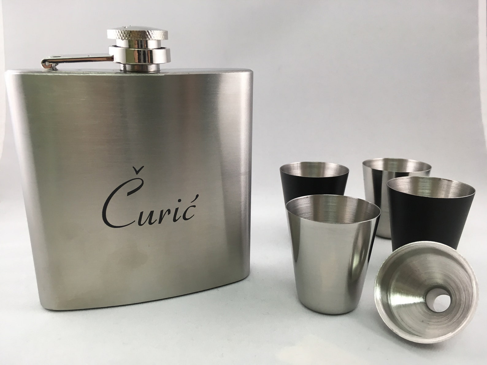Personalized Flask Set With 4 Shot Glasses Custom Flask Set - Etsy