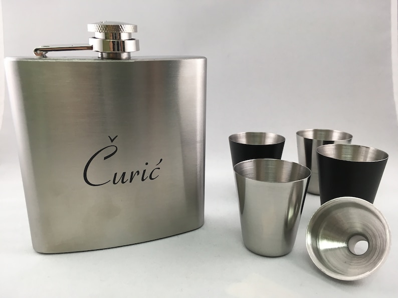 Personalized Flask Set With 4 Shot Glasses Custom Flask Set - Etsy