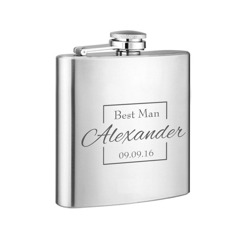 Personalized Flask Set With 4 Shot Glasses, Custom Flask Set Groomsman ...