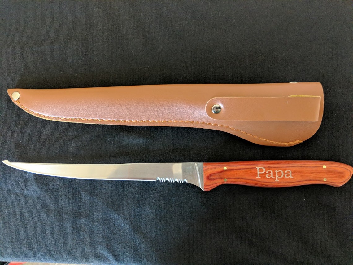 Personalized Fillet Knife, With Rosewood Handle & Stainless Steel Blade ...