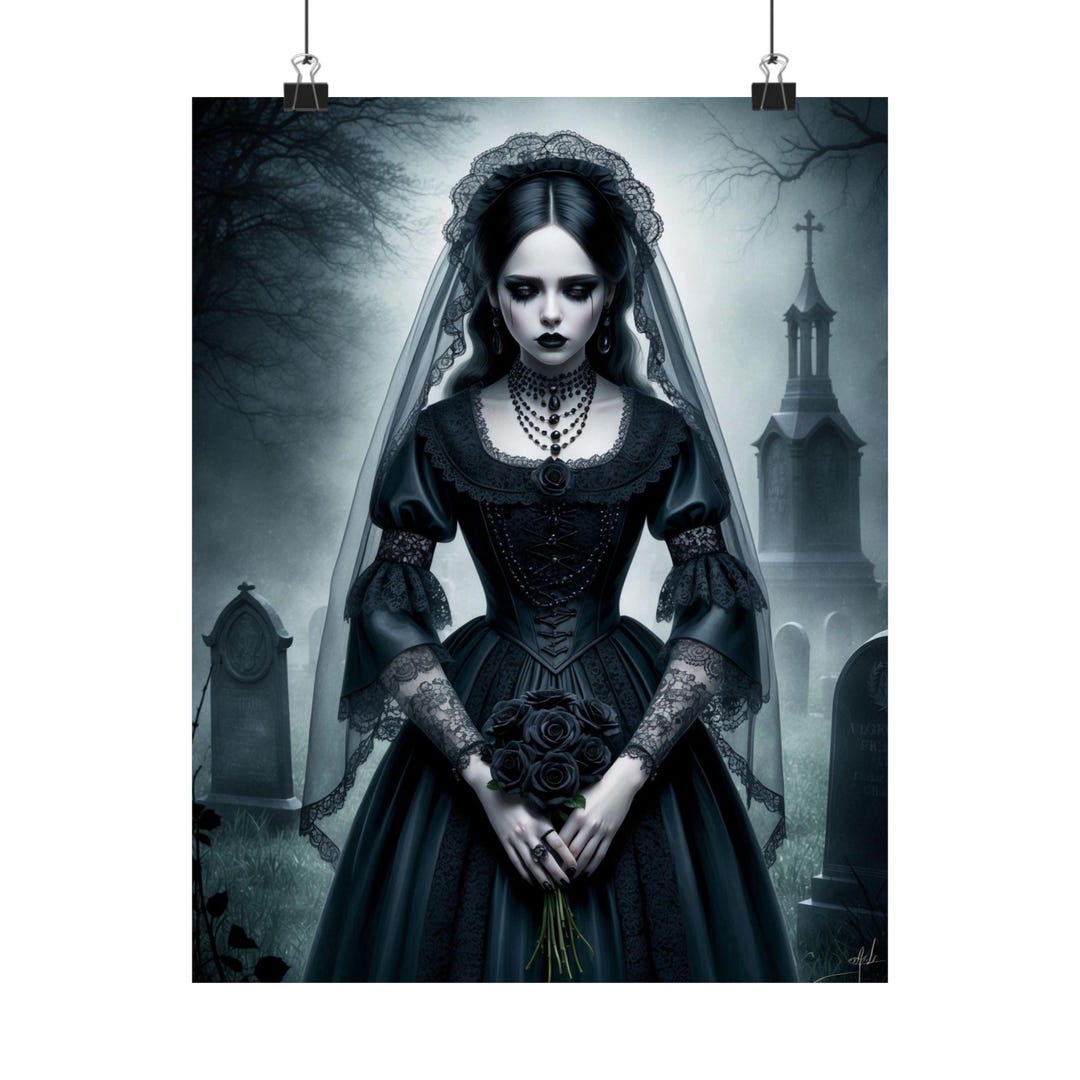 Halloween Theme Mourning Goth Girl, Matte Vertical Poster - Etsy