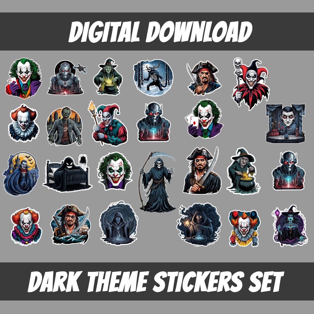 Sticker Pack Villainous Joker Clowns, Witches, Pirates and More - Etsy