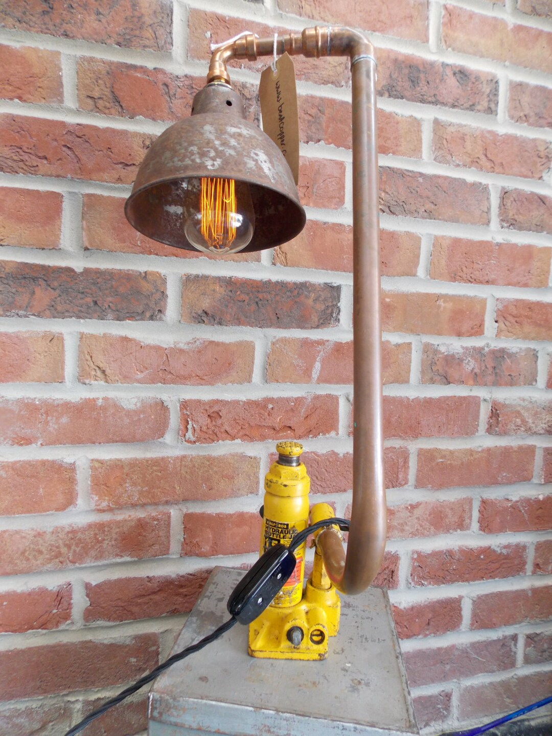 Jack the Lamp Copper Industrial Car Jack Lamp With Rustic Distressed ...