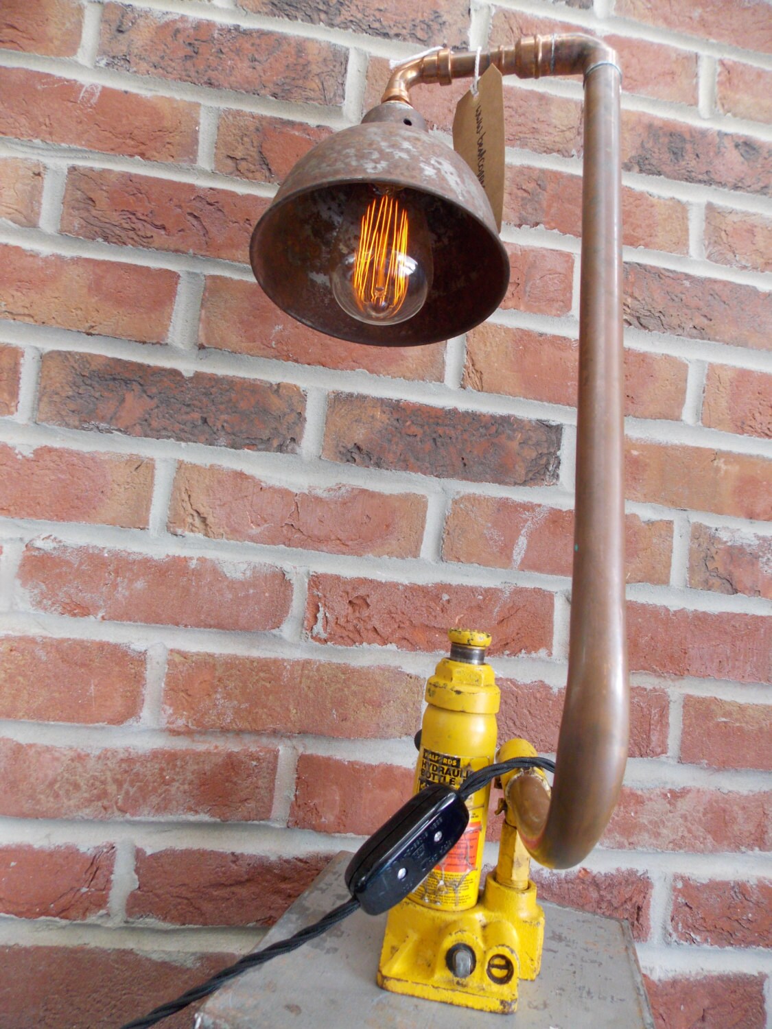 Jack the Lamp Copper Industrial Car Jack Lamp With Rustic Distressed ...