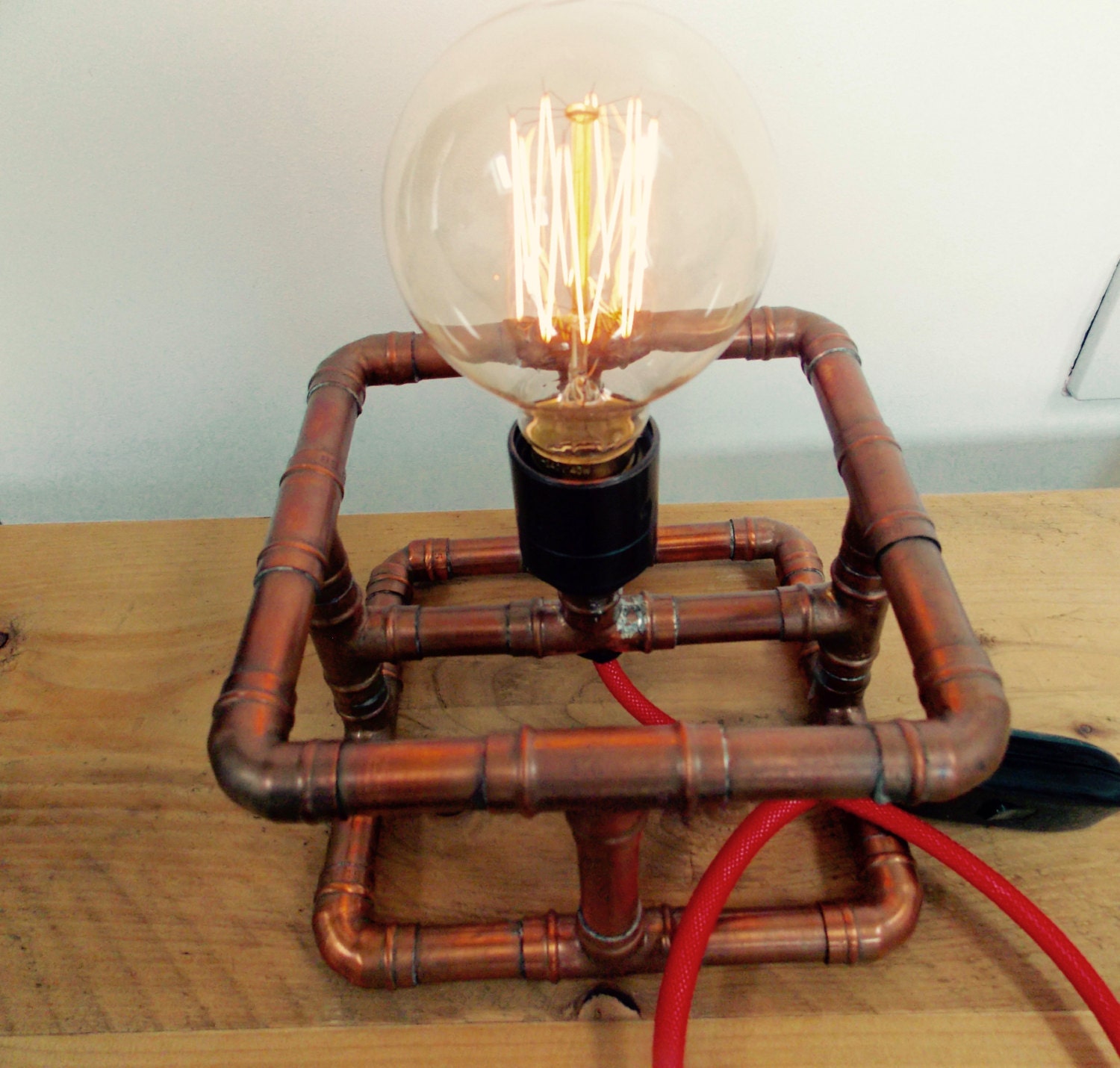 Otto Copper Industrial Table Desk Lamp Light in Its Raw Copper Form - Etsy