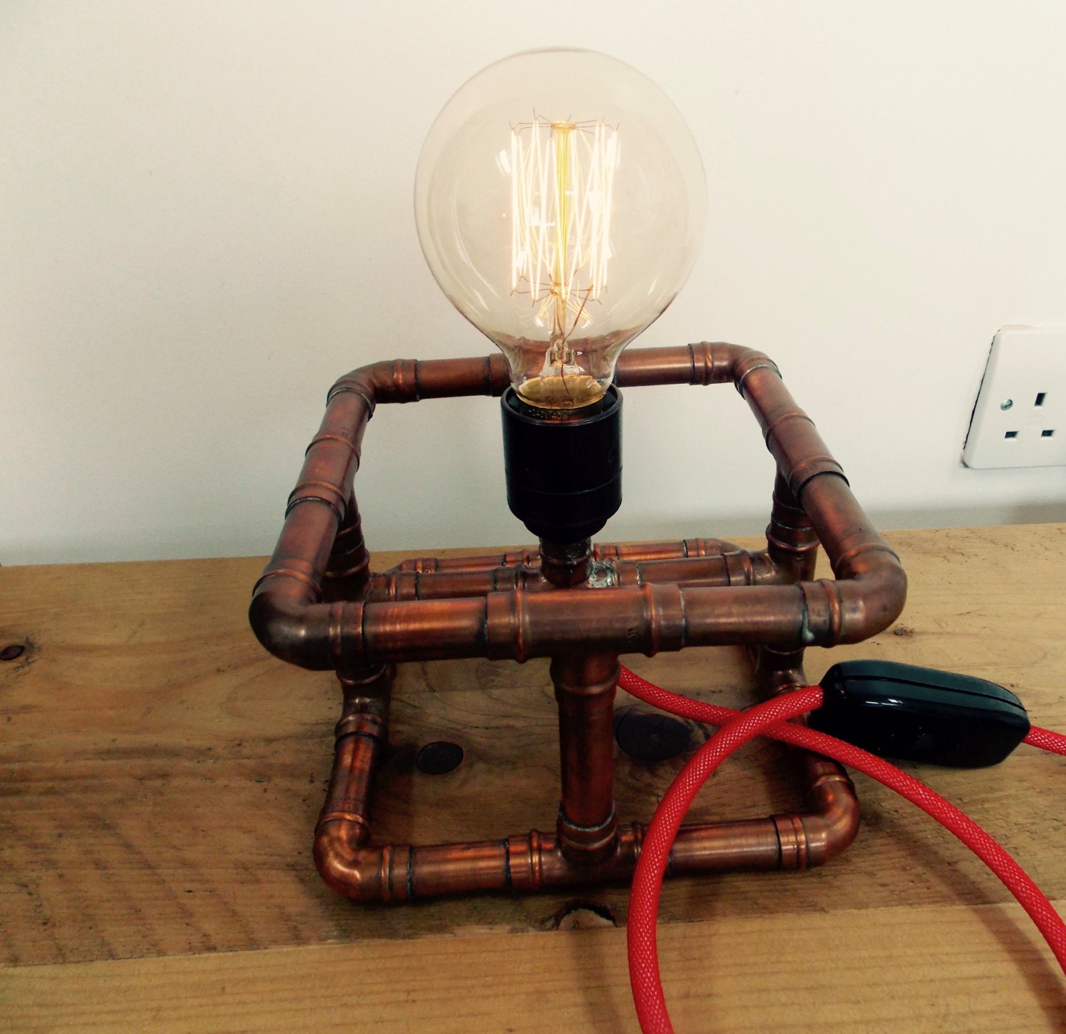 Otto Copper Industrial Table Desk Lamp Light in Its Raw Copper Form - Etsy