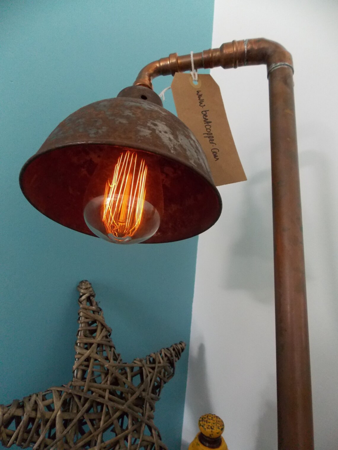 Jack the Lamp Copper Industrial Car Jack Lamp With Rustic Distressed ...