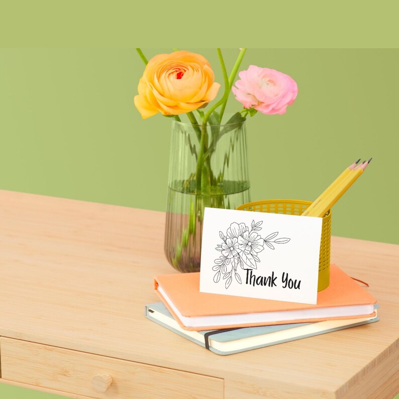 Printable Thank You Cards to Color | Set of 10 Digital Download ...