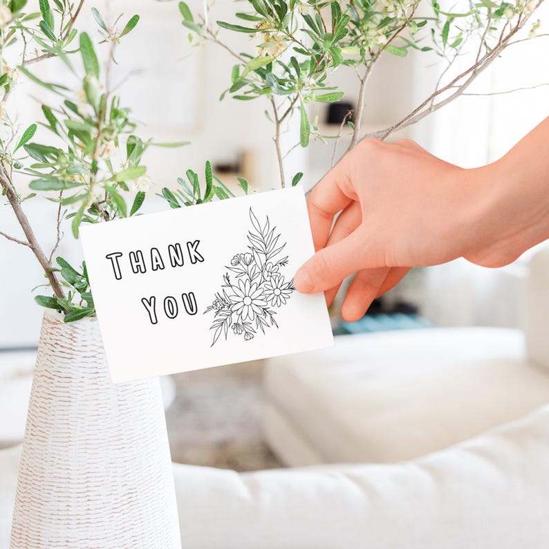 Printable Thank You Cards to Color | Set of 10 Digital Download ...