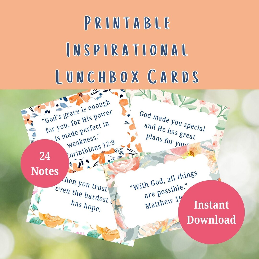 Printable Christian Lunchbox Notes for Kids – Inspirational and ...