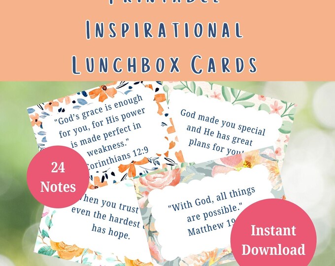 Lunchbox Cards. Set 3. Christian Notes. Instant Download Printable PDF ...
