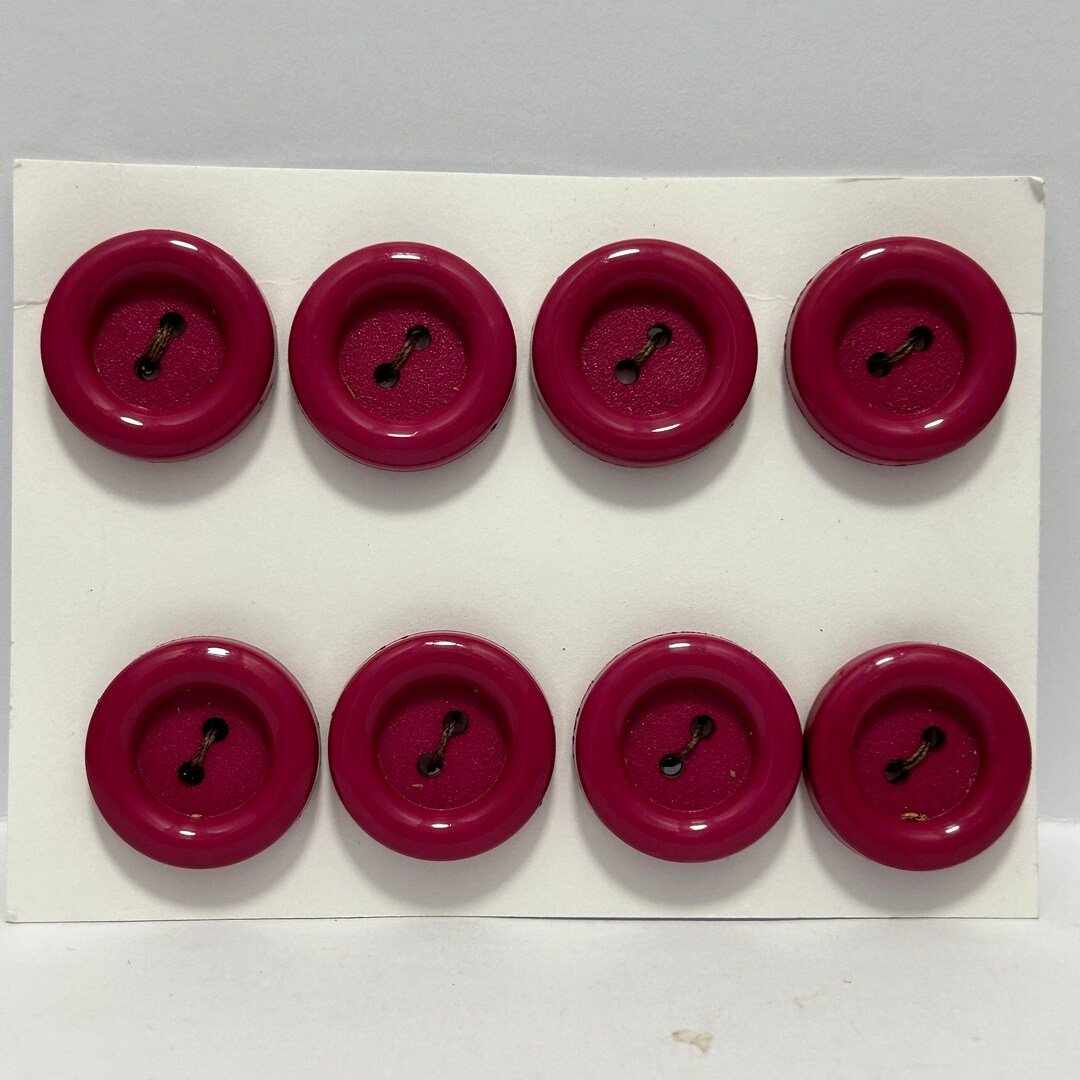 8 Cerise Pink 22mm 1960s Plastic Buttons Original Vintage Deadstock ...