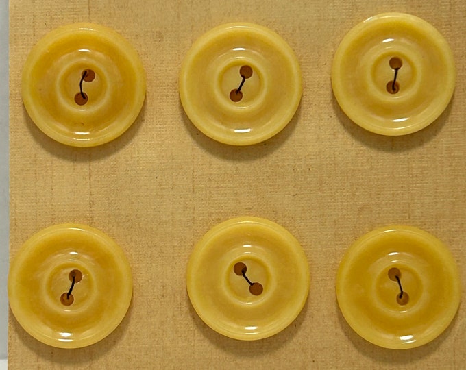 6 Yellow 17mm 1940's Decorative Casein Buttons Original Vintage ...