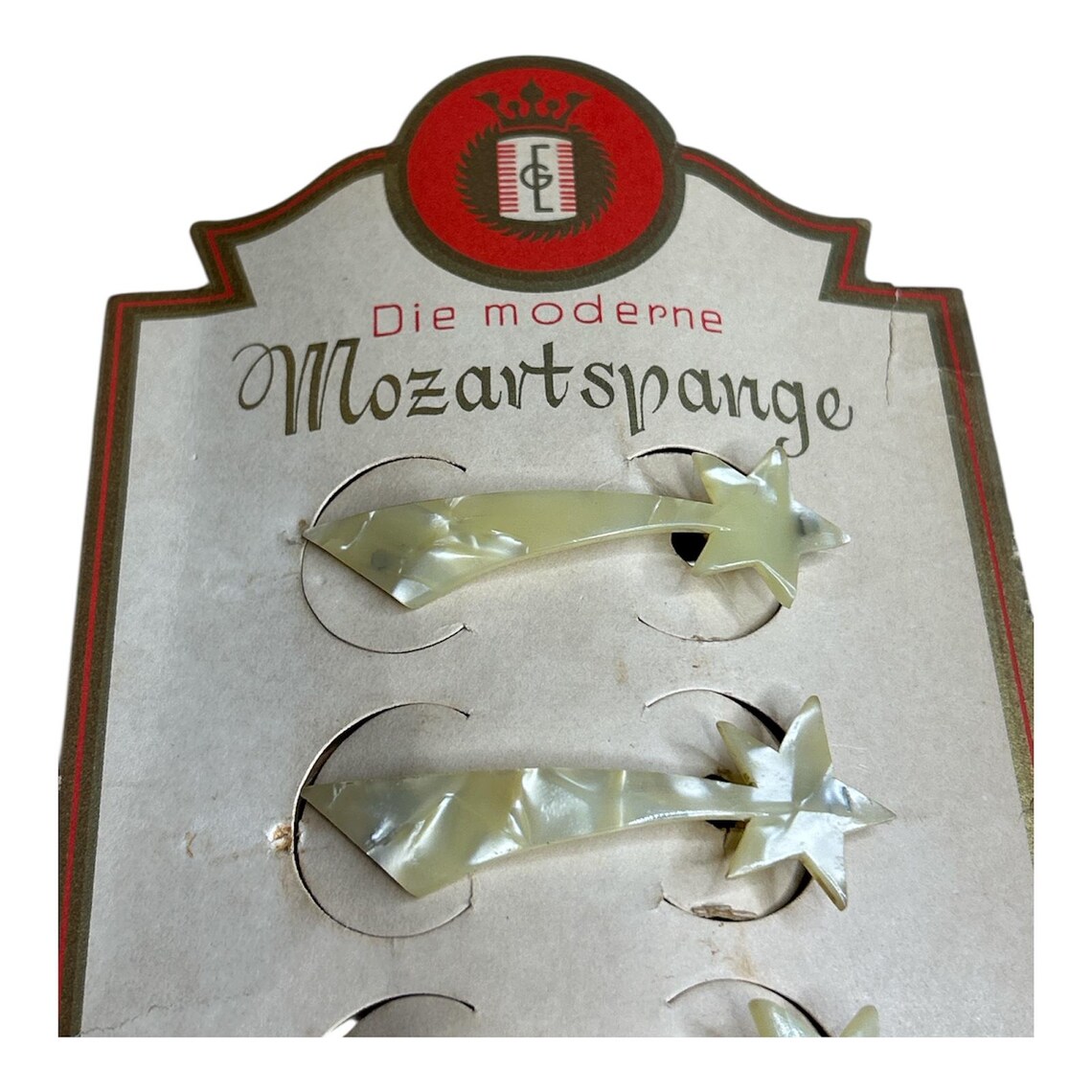 Single 1950's MOZARTSPANGE SHOOTING STAR Vintage Deadstock Cream Pearl ...