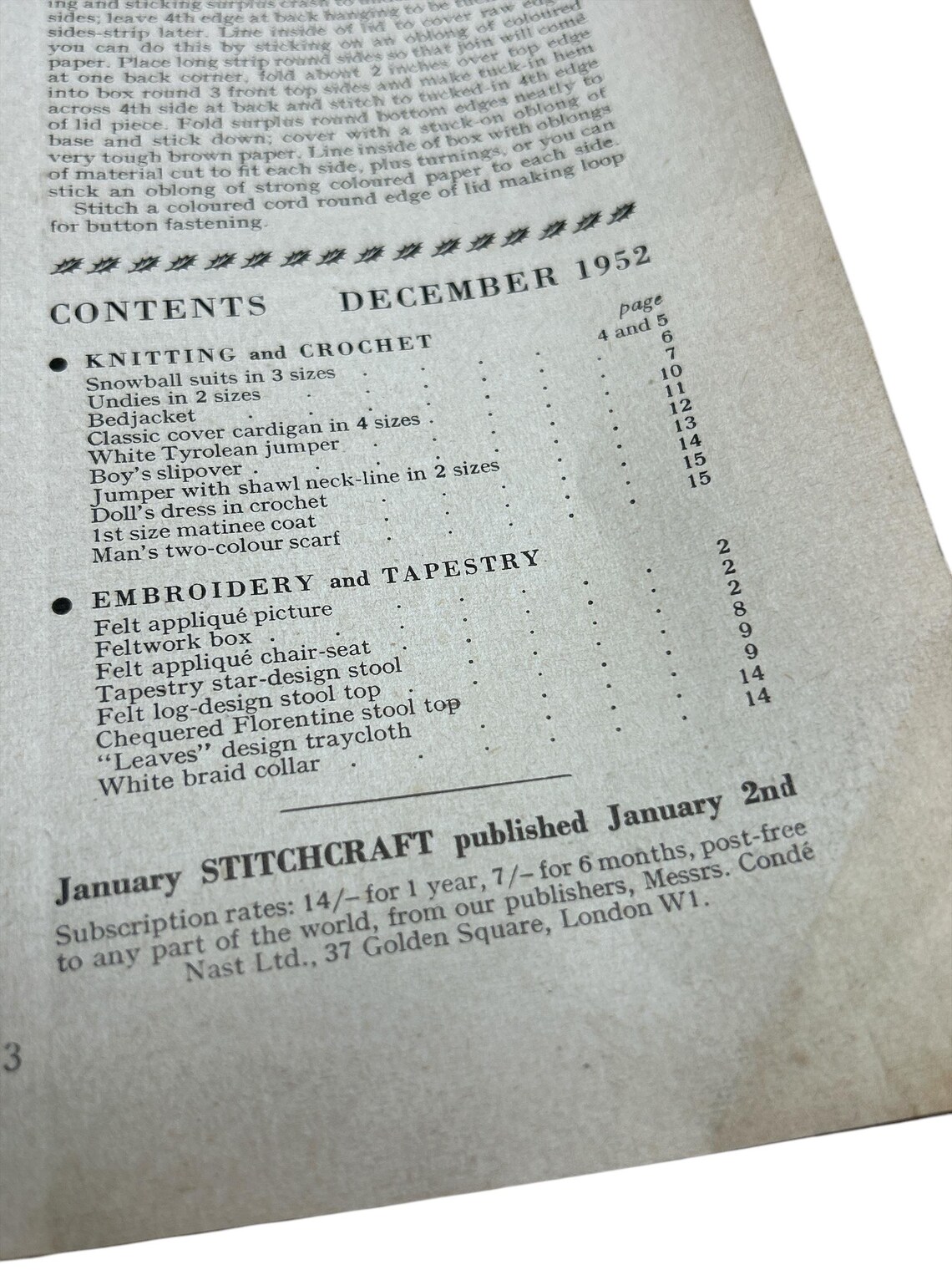 STITCHCRAFT Magazine DECEMBER 1952 (B) Knitting Sewing Embroidery ...