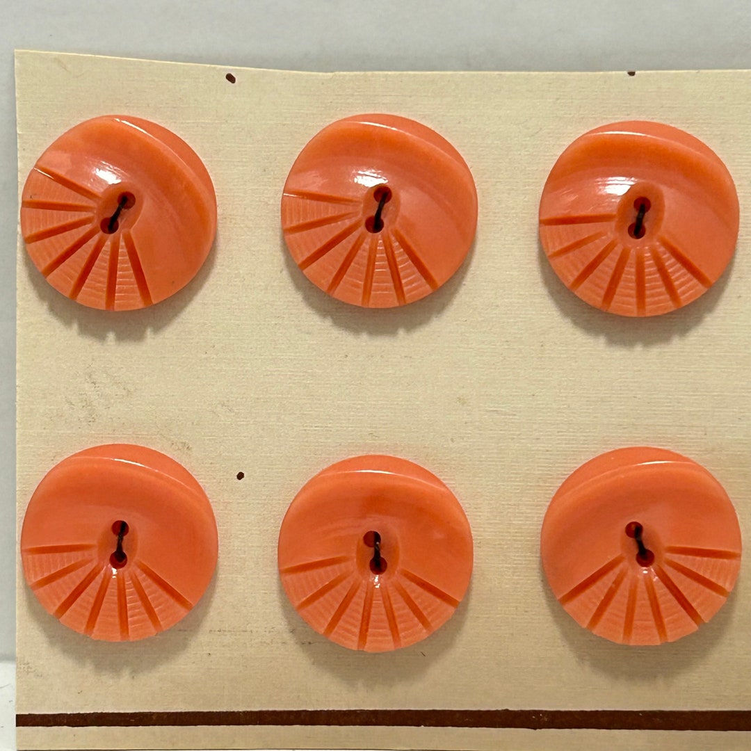 6 Salmon Pink 17mm 1940's Decorative Casein Buttons Original Vintage ...