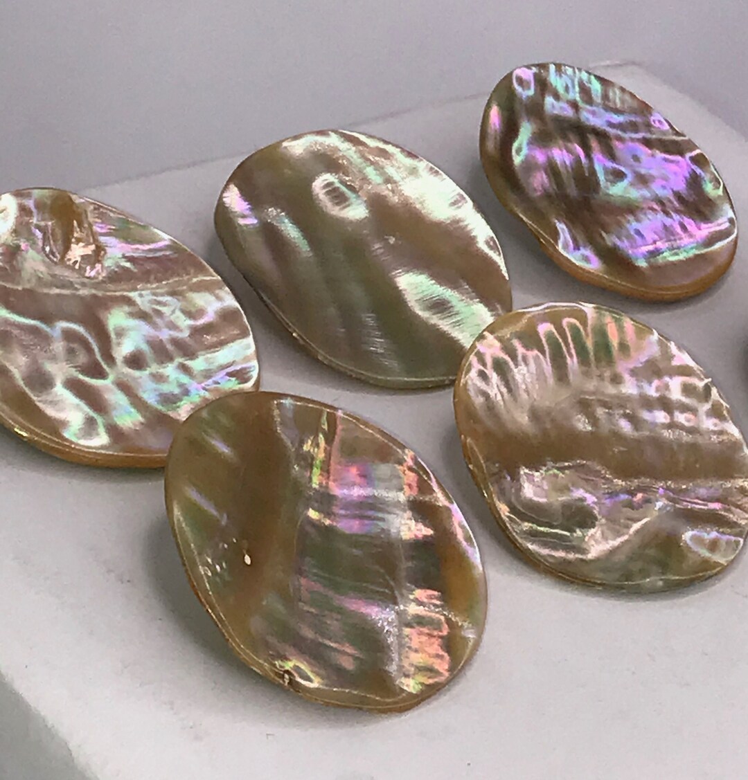 5 X Extra Large Mother of Pearl Shell Buttons Shank 35mm Original ...