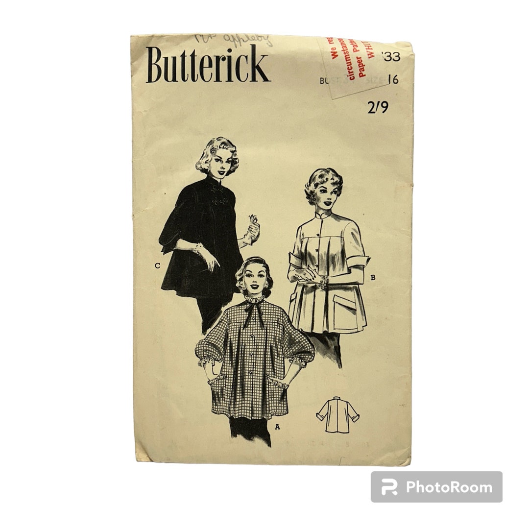 Original Paper 1950’s 34” Bust Smock Coat Sewing Pattern by Butterick ...