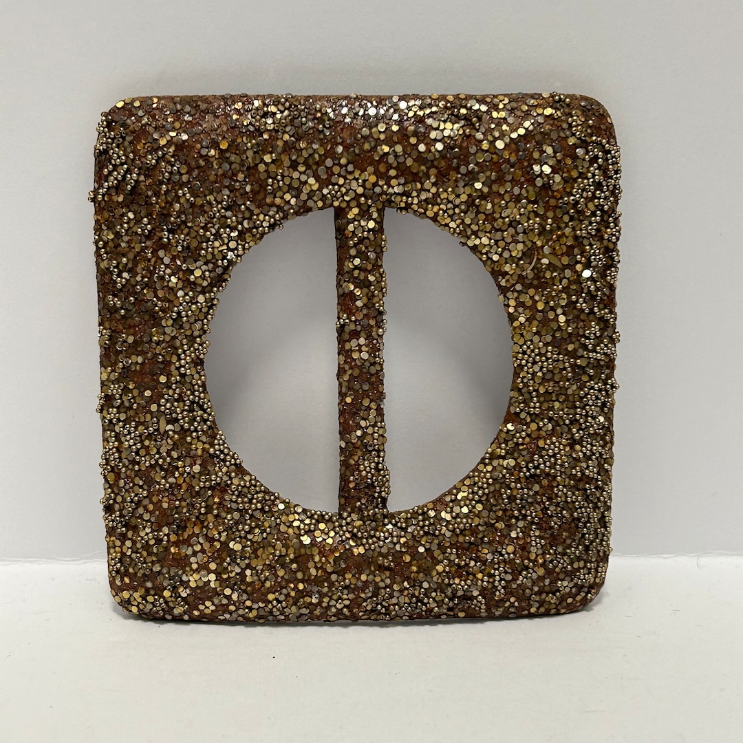 1940s Brown & Gold Glitter Compressed Cardboard 80mm Buckle Vintage New ...