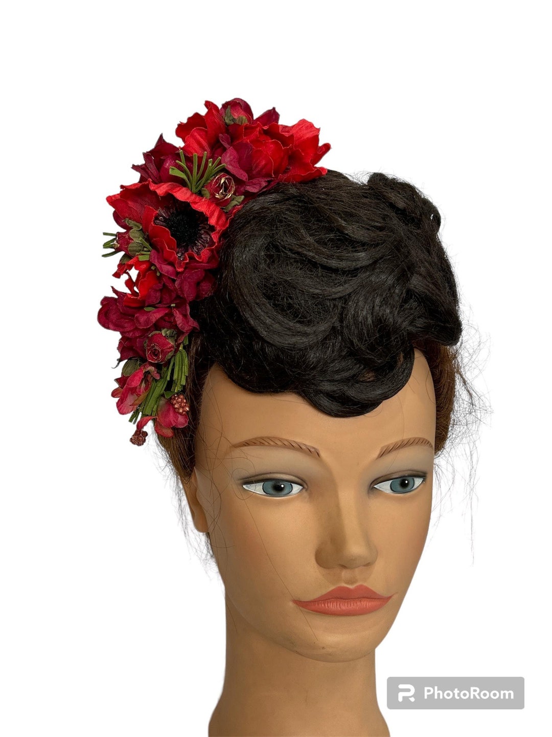 Large Vintage Style Red Bendy Cascade Head Piece Pin up Hair Flower - Etsy