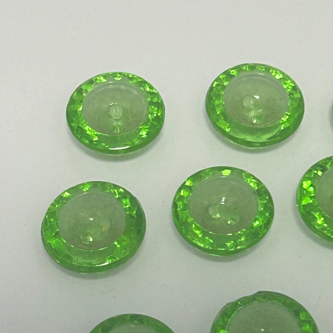 15 Green 12mm 1930's Czechoslovakian Glass Buttons Original Vintage ...