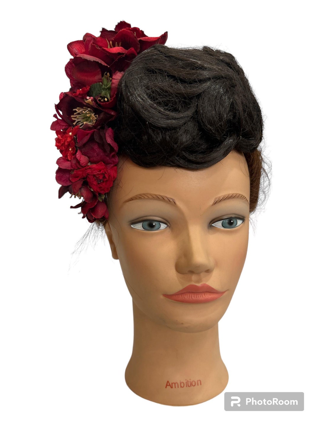 Large Vintage Style Dark Red Bendy Cascade Head Piece Pin up Hair ...