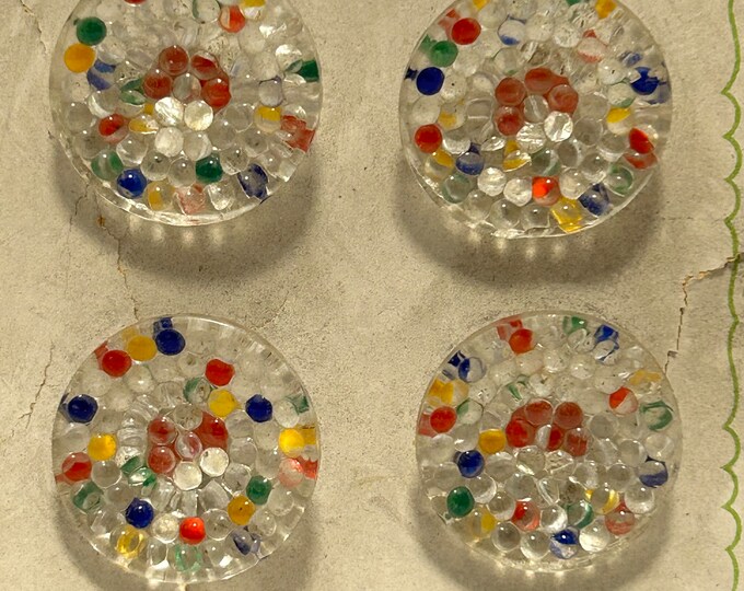 1930's 4 X Novelty Reverse Hand Painted Clear Glass Shank Buttons 22mm ...