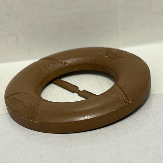 1940s Brown Compressed Wood / Cardboard 70mm Buckle V… - Gem