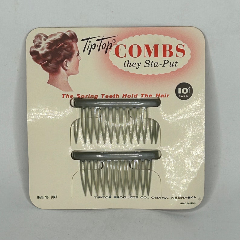 Vintage 1950s Tip Top STA-PUT Combs Shorty New Old Stock Hair Comb ...