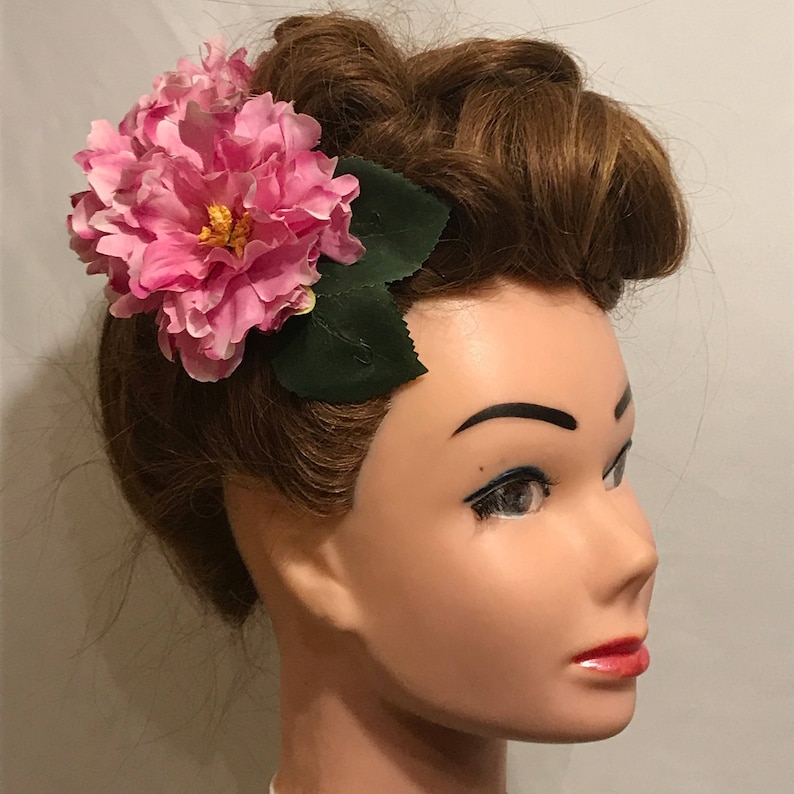 Limited Edition Pink Frilly Peony Cascade Hollywood Pin up Hair Flower ...