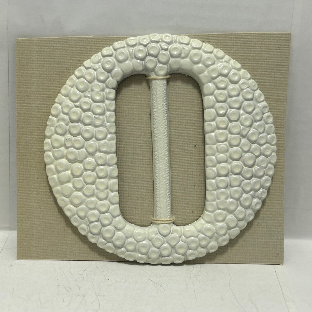 1940s White Compressed Wood / Cardboard 76mm Buckle Vintage New Old ...