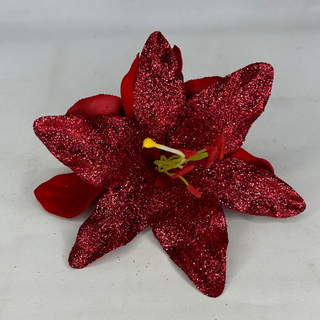Hair Flower Red Glitz Signature Glitter Lily & Orchid Clip - Etsy
