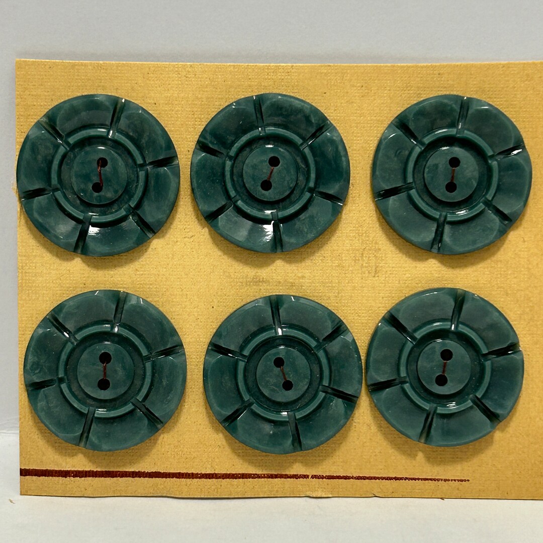 6 Sage Green 22mm 1940's Decorative Casein Buttons Original Vintage ...