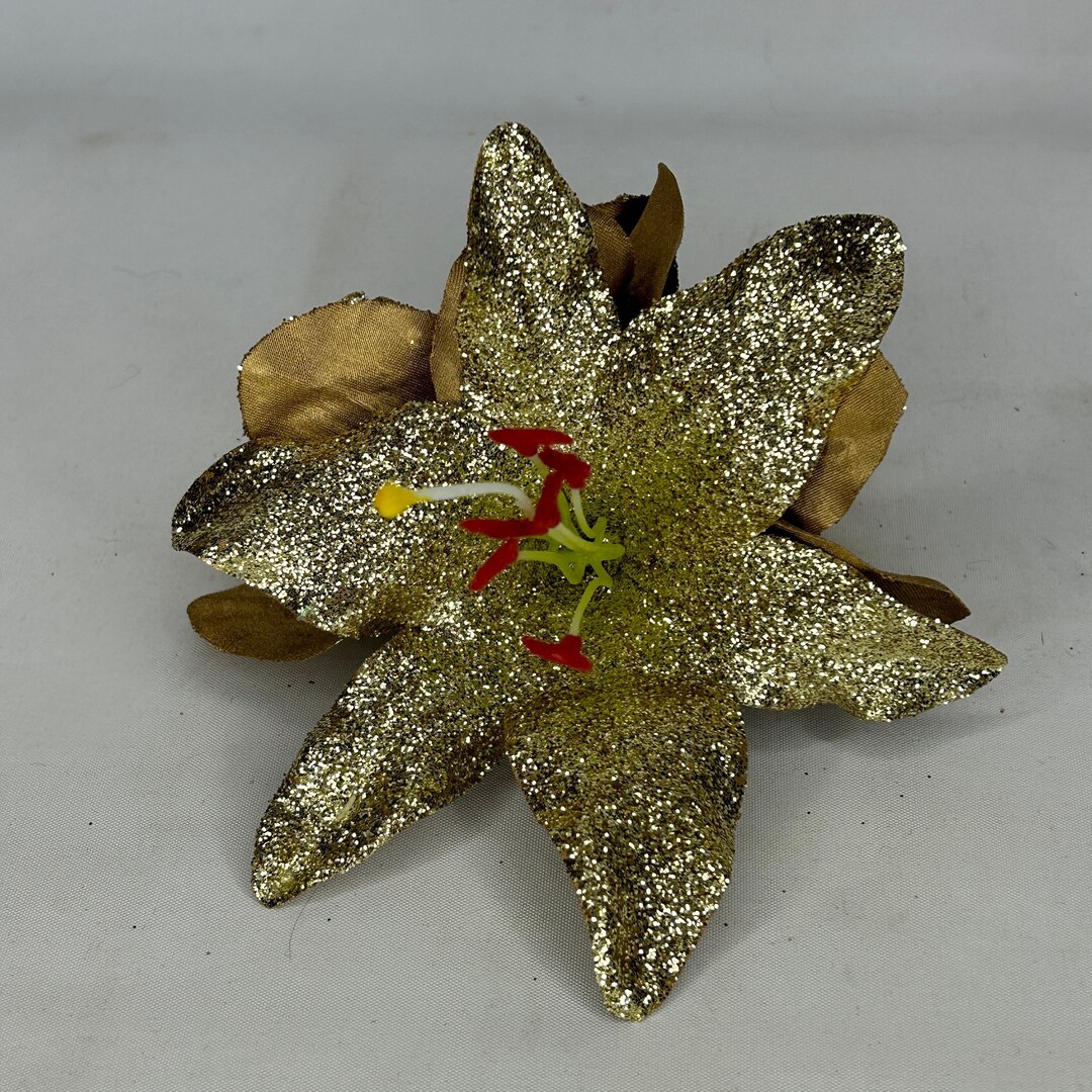Hair Flower Light Gold Glitz Signature Glitter Lily & Orchid Clip - Etsy