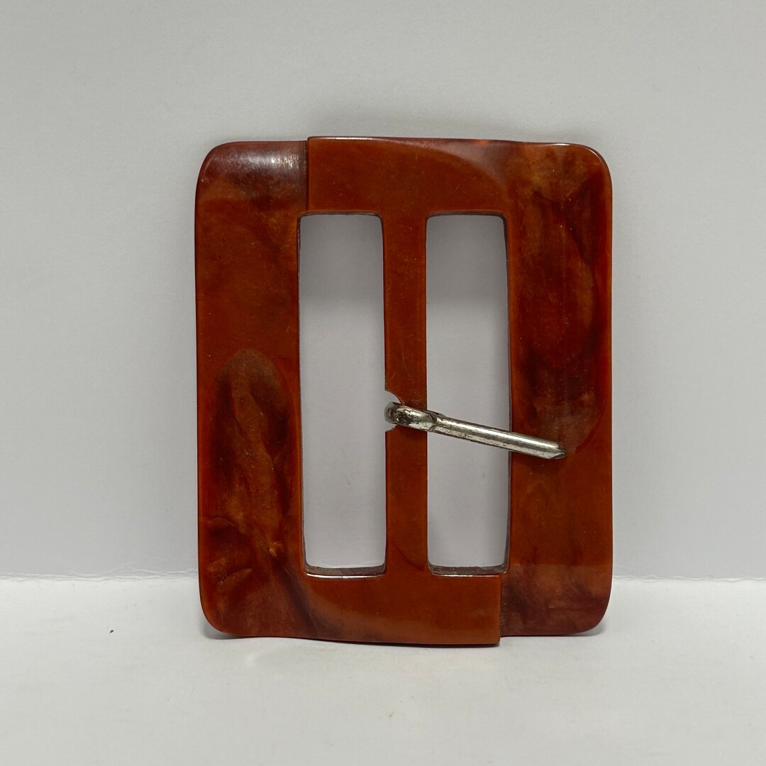 1930s 71mm X 60mm Rust Brown Casein Buckle Vintage New Old - Etsy