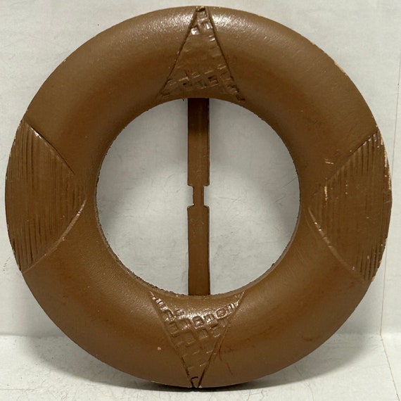 1940s Brown Compressed Wood / Cardboard 70mm Buckle V… - Gem