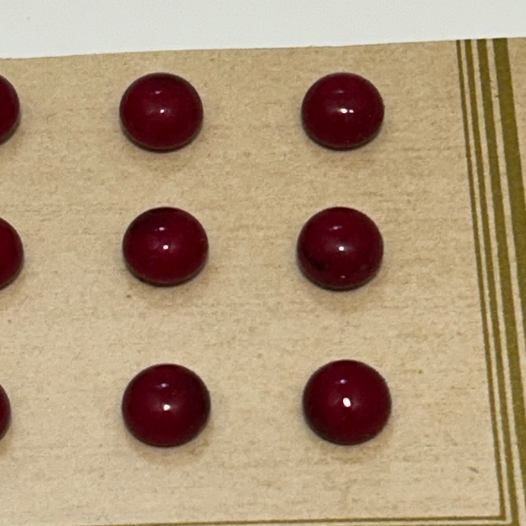 12 Dark Red Small 10.1mm 1930's Czechoslovakian Marbled Glass Domed ...