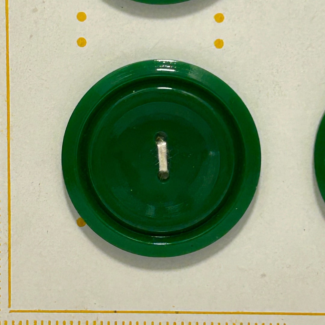 6 Large Dark Green 27mm 1940's Decorative Casein Buttons Original ...