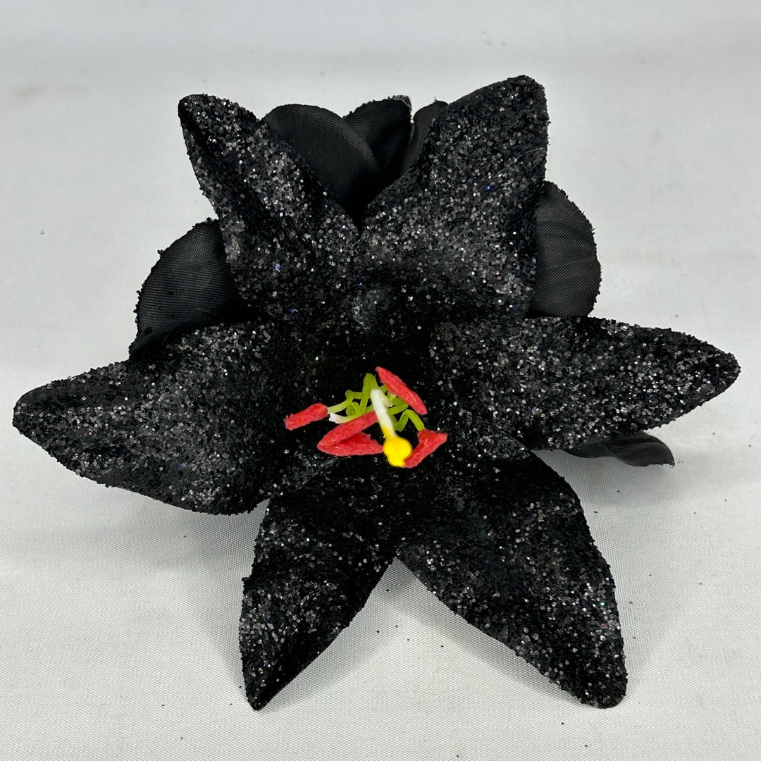 Hair Flower Black Glitz Signature Glitter Lily & Orchid Clip - Etsy