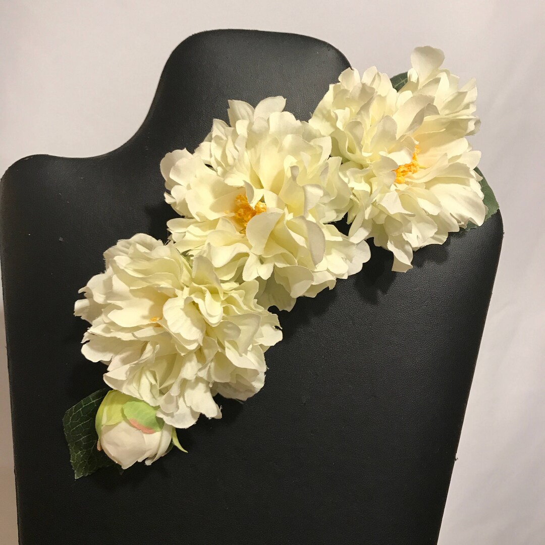 Limited Edition Cream Frilly Rose Peony Cascade Hollywood Pin up Hair ...